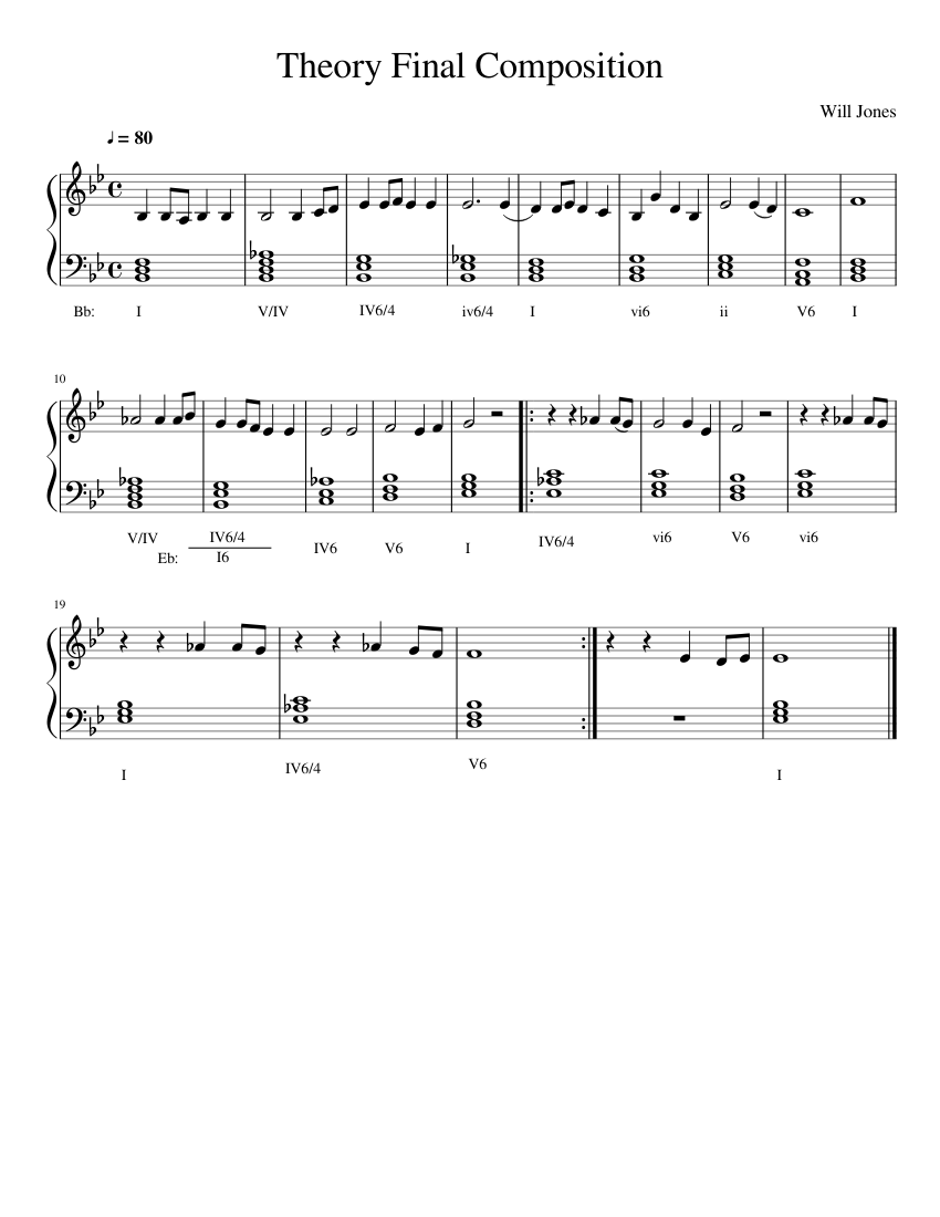 Theory Final Composition Sheet music for Piano (Solo) Easy | Musescore.com