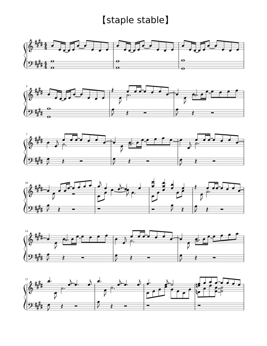 【Staple Stable】 Monogatari OST Sheet Music for Piano (Solo) | MuseScore.com