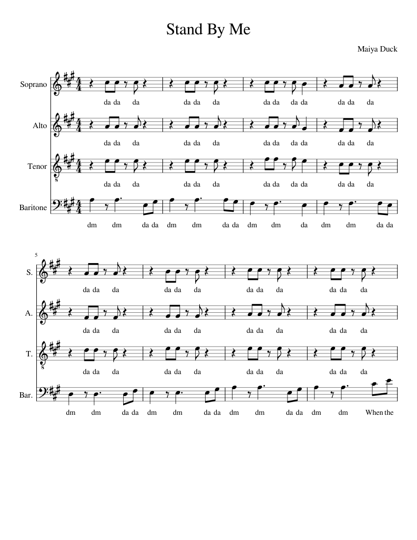 Stand By Me Sheet music for Soprano, Alto, Tenor, Baritone (Choral ...