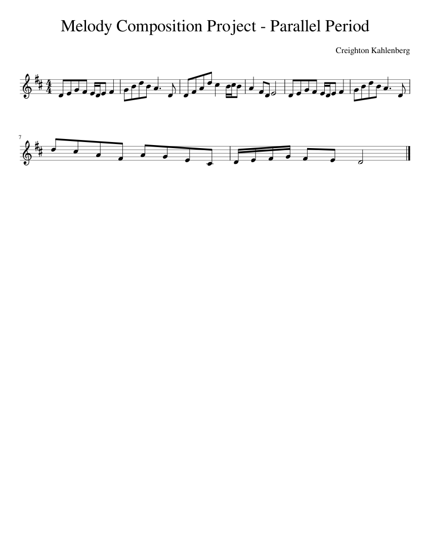 Melody Composition Project - Parallel Period Sheet music for Piano ...