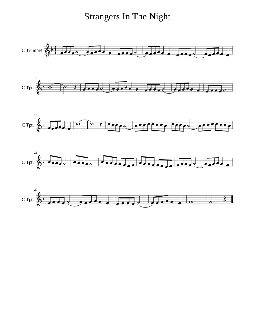 Strangers In The Night Sheet Music for Trumpet other (Solo) | MuseScore.com
