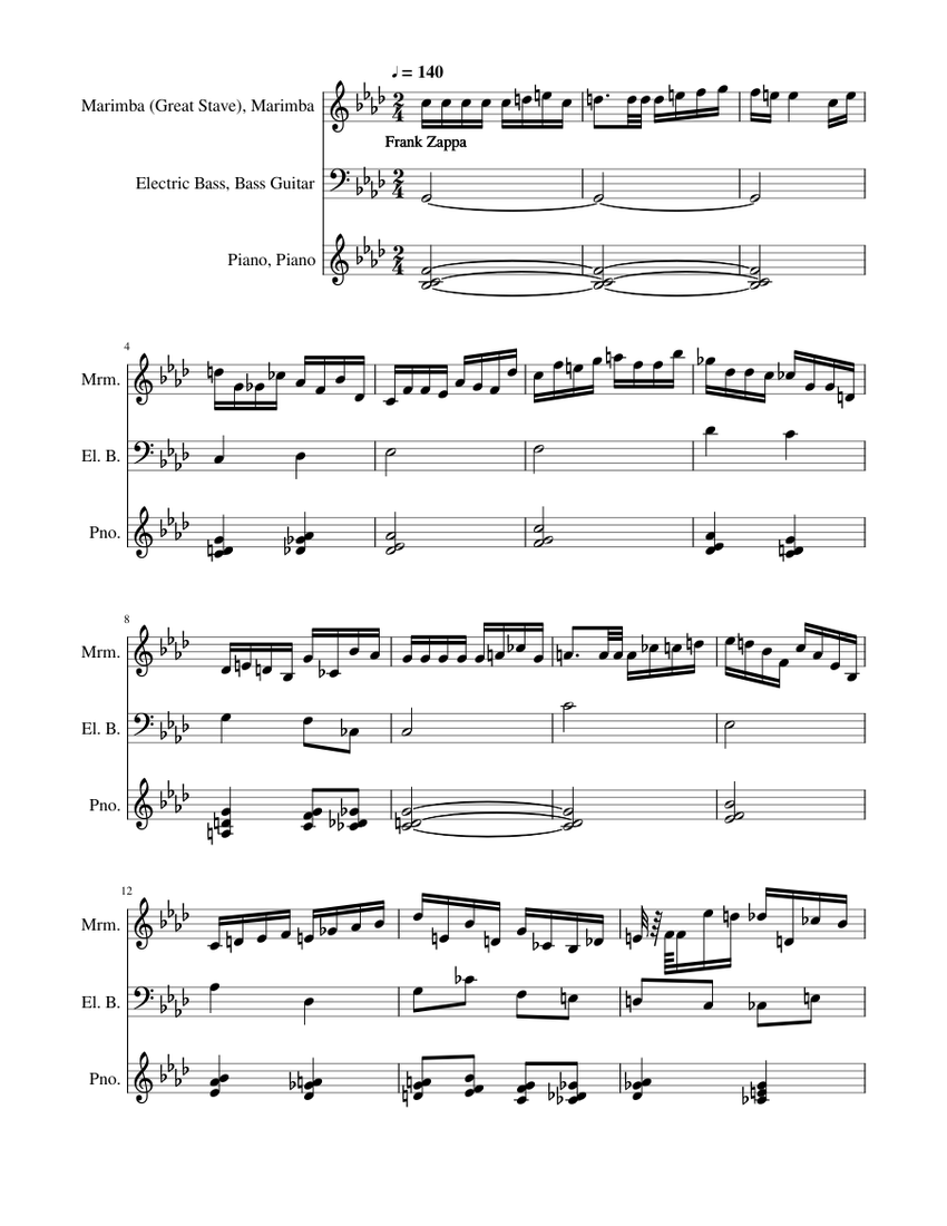 Rollo Interior - Frank Zappa Sheet music for Piano, Bass guitar ...