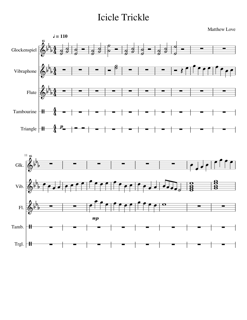 Icicle Trickle Sheet music for Tambourine, Flute, Vibraphone ...