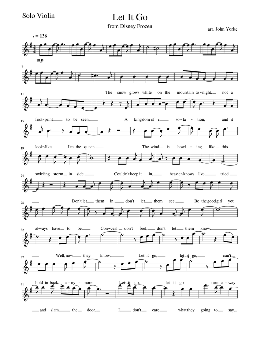 Let It Go - Solo Violin Sheet Music for Violin (Solo) | MuseScore.com