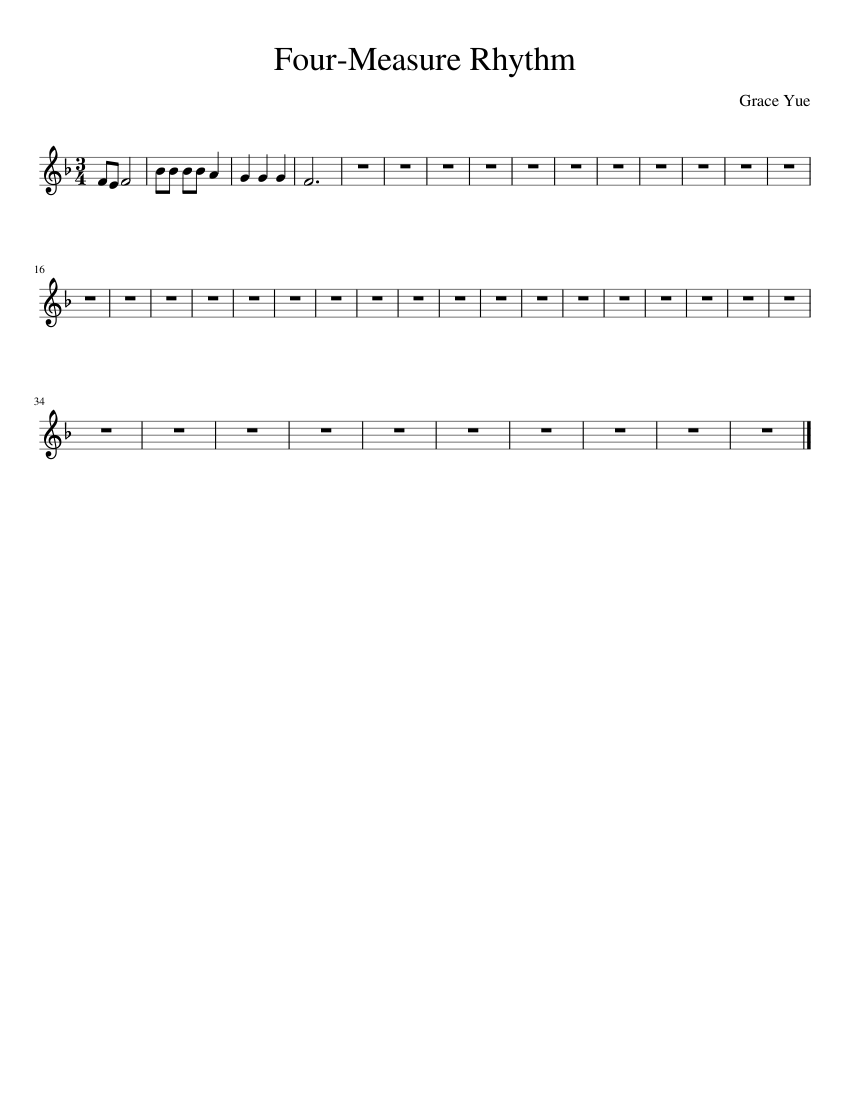 Four Measure Rhythm Sheet music for Piano (Solo) Easy | Musescore.com