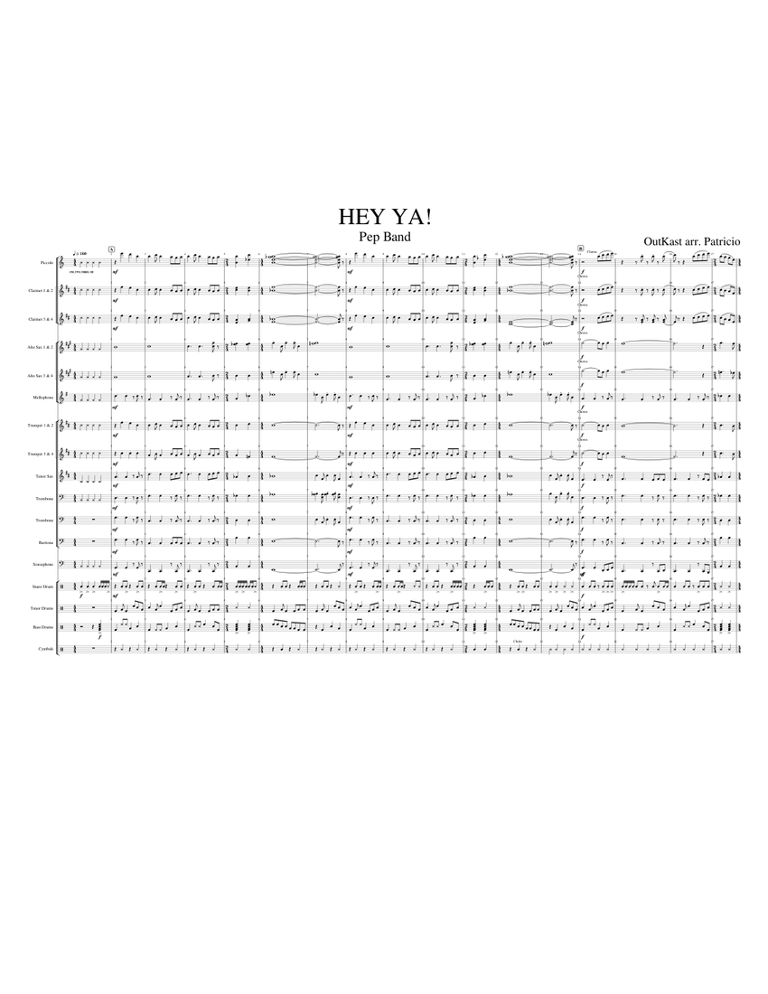 Hey Ya! – OutKast Sheet music for Trombone, Flute piccolo, Clarinet in ...