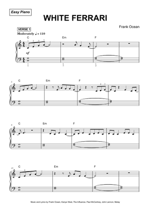 Play Official version of White ferrari Sheet Music by Frank Ocean for ...