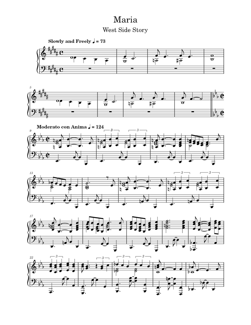 Maria Sheet music for Piano (Solo) | Musescore.com