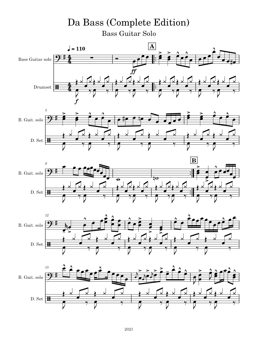 Da_Bass_(Complete_Edition) Sheet music for Bass guitar, Drum group ...