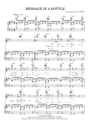 Play Official version of Message in a bottle Sheet Music by The Police ...