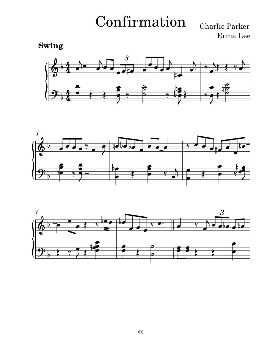 Confirmation – Charlie Parker Sheet Music for Piano (Solo) easy ...
