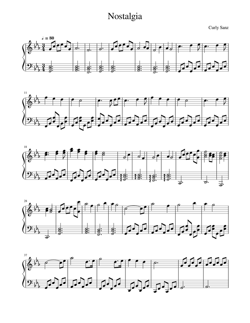 Nostalgia Sheet music for Piano (Solo) Easy | Musescore.com