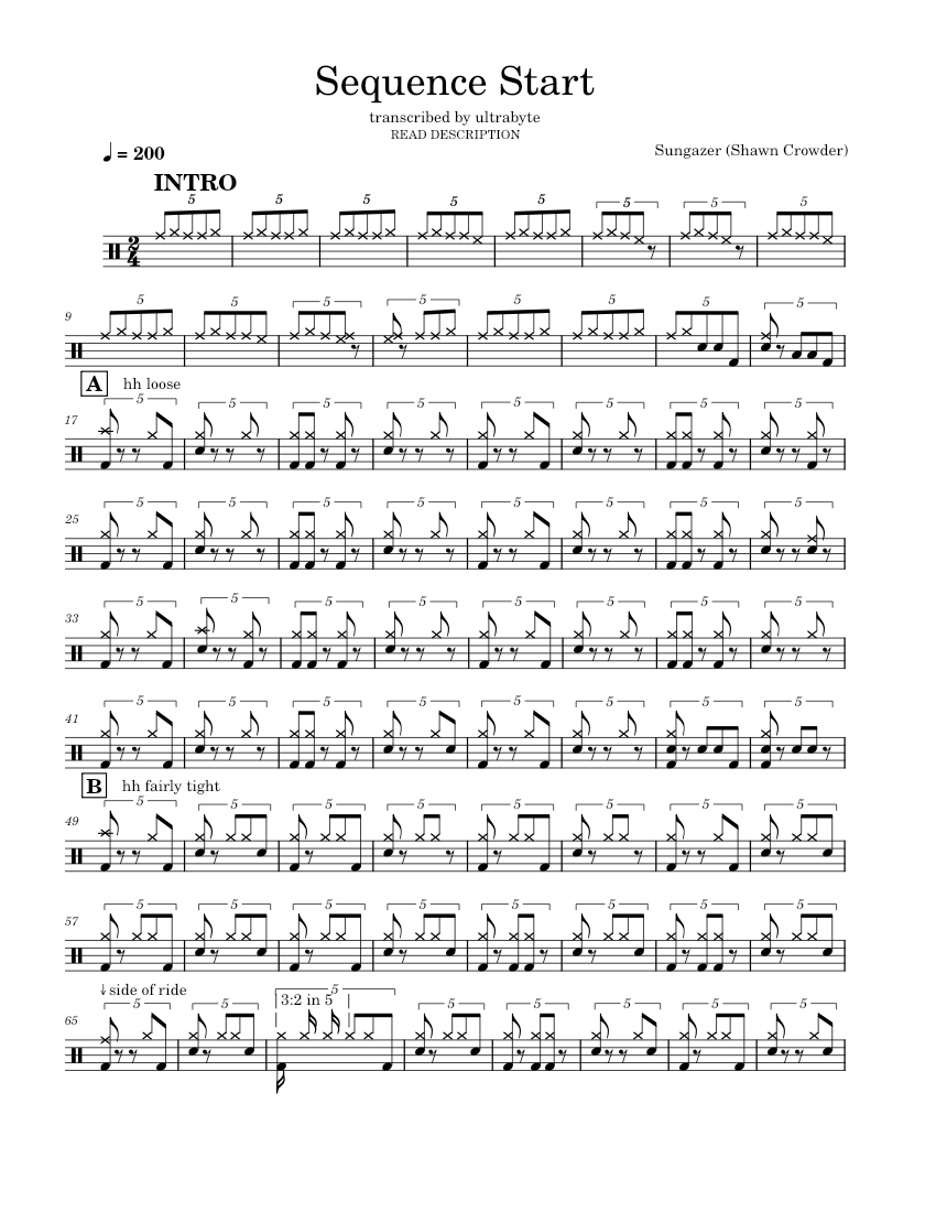 Sequence Start – Sungazer Sungazer - Sequence Start [drum transcription ...