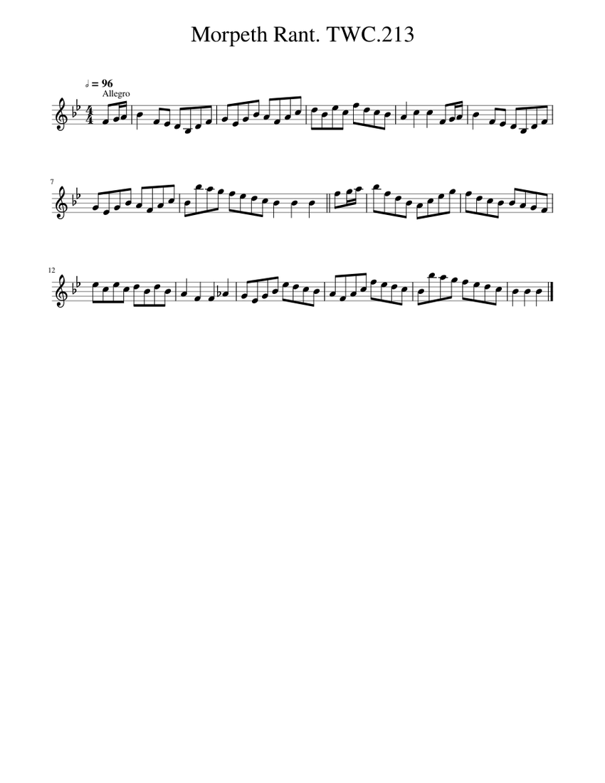 Morpeth Rant. TWC.213 Sheet music for Piano (Solo) | Musescore.com