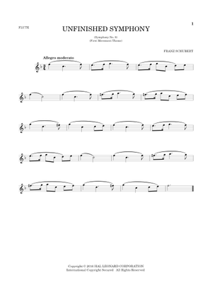 Franz Schubert Symphony No.8 Unfinished 1st mov. Sheet Music for ...