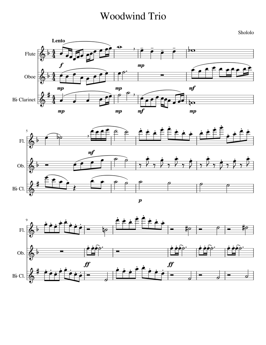 Woodwind_Trio 2 Sheet music for Flute, Oboe, Clarinet in b-flat ...