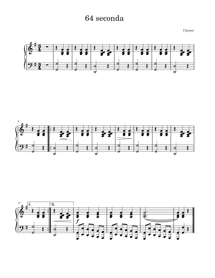 Op 101 – Ferdinand Beyer new 64 seconda Sheet music for Piano (Solo ...