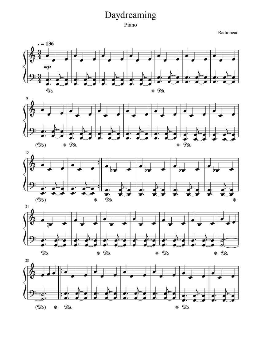 Daydreaming - Piano Sheet Music for Piano (Solo) easy | MuseScore.com
