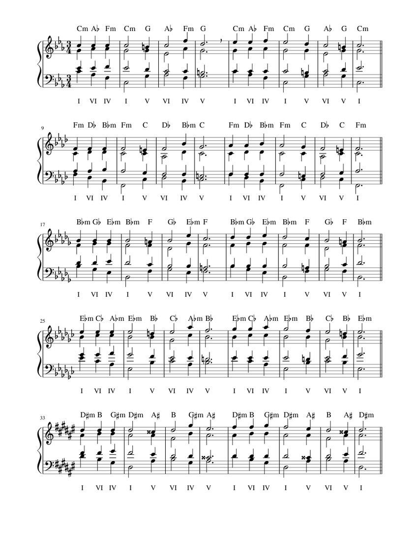 Easy Chord Progression Exercise4 Sheet music for Piano (Solo ...