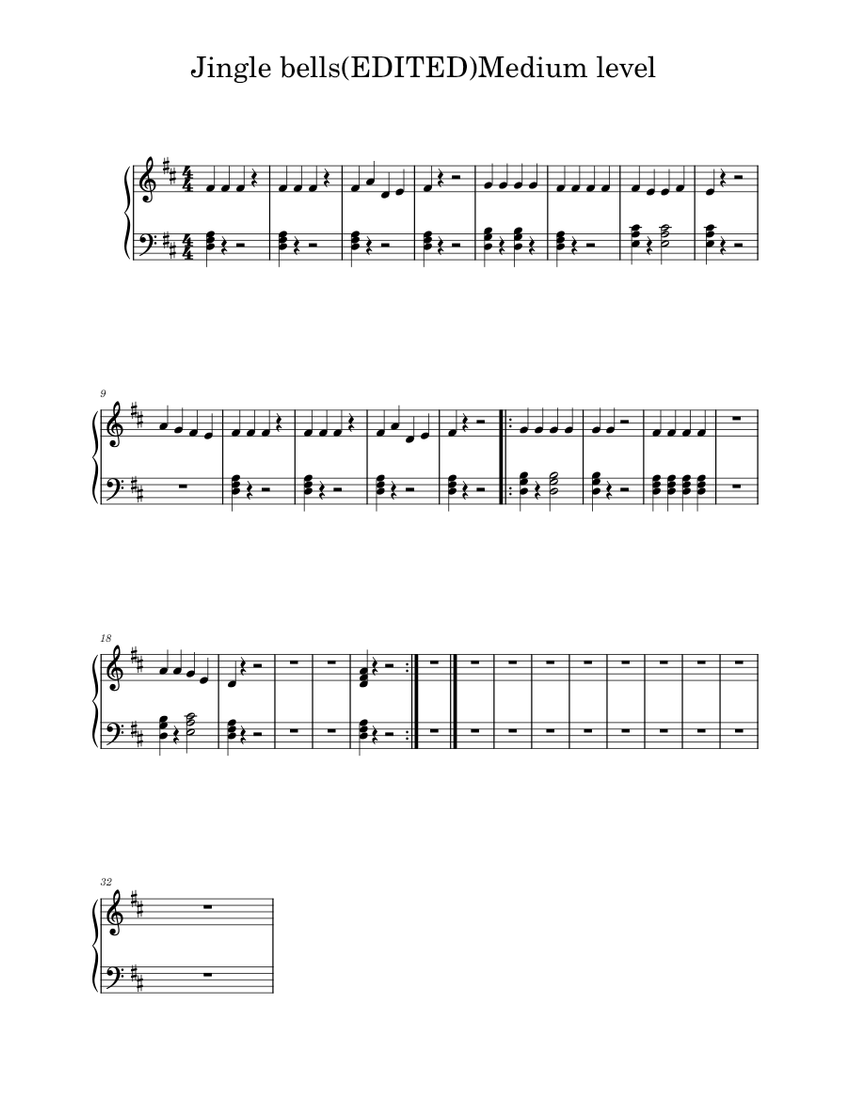 Jingle bells (EDITED) Intermediate Sheet Music for Piano (Solo) easy ...