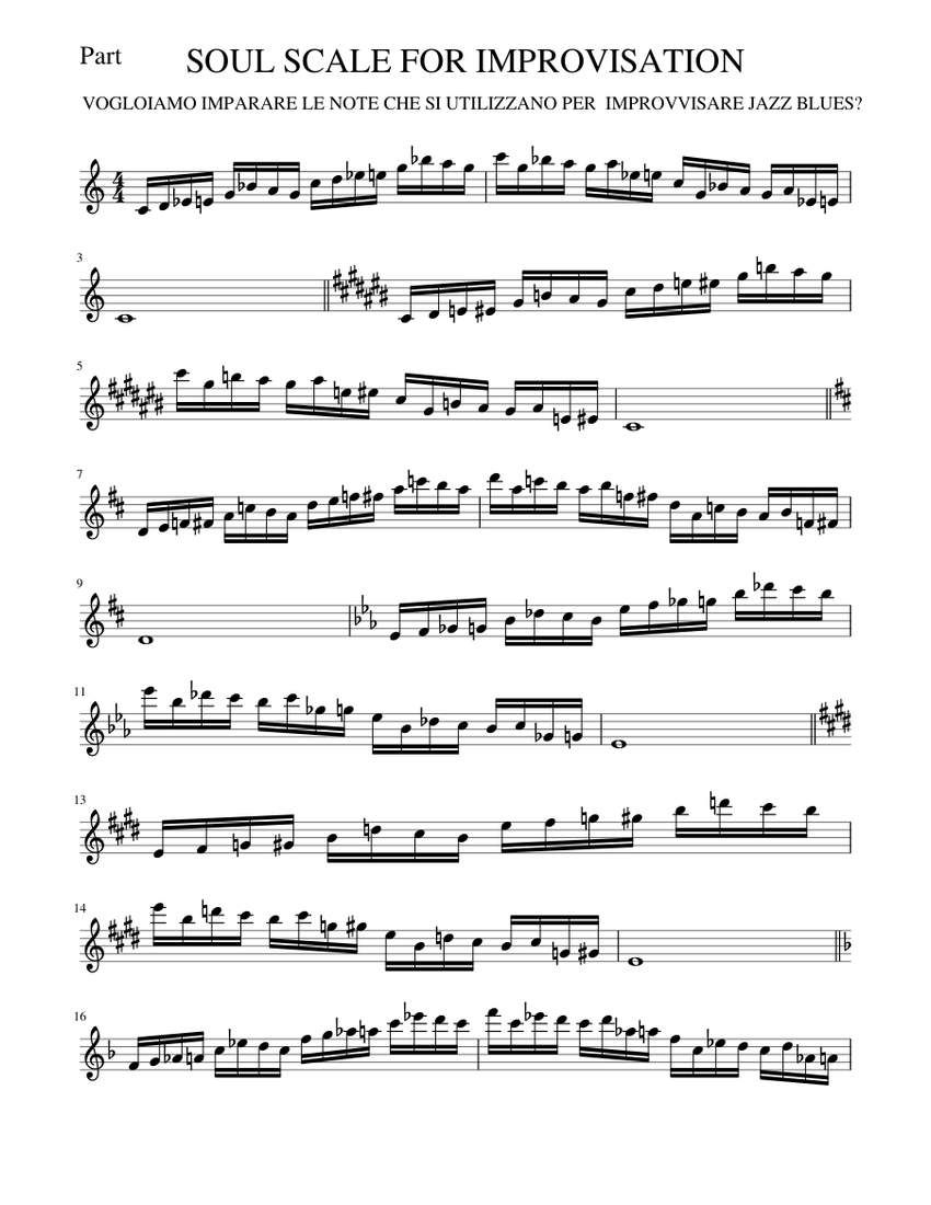 SOUL SCALE FOR IMPROVISATION Sheet Music for Piano (Solo) easy ...
