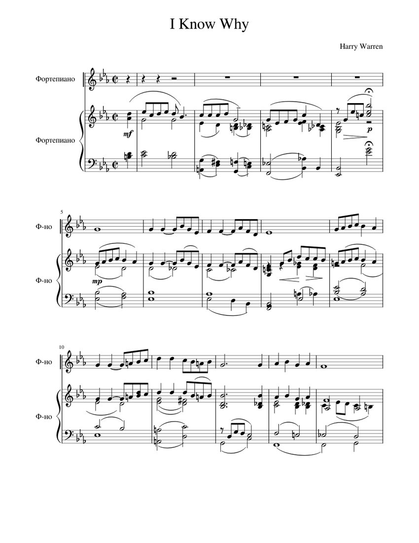 I Know Why Sheet Music for Piano (Piano Duo) | MuseScore.com