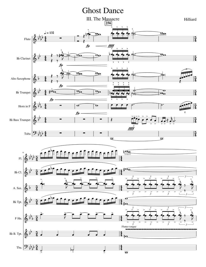 Ghost Dance mvt 3 Sheet music for Tuba, Trumpet bass, Flute, Clarinet ...