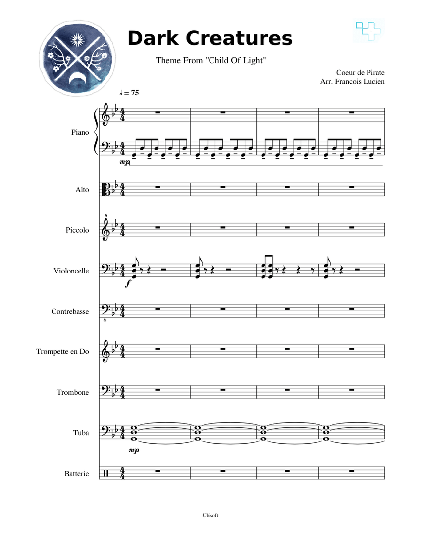 Dark Creatures Sheet music for Piano, Trombone, Tuba, Flute piccolo ...