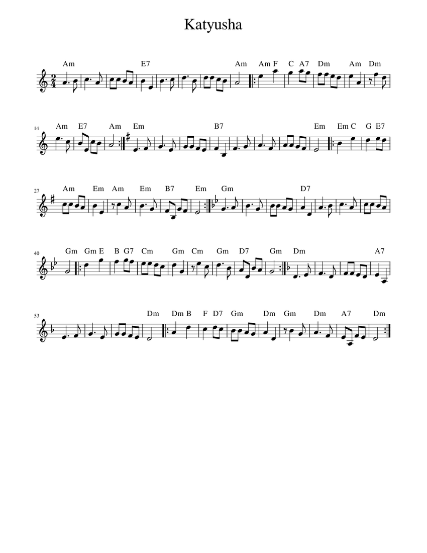 Katyusha Sheet music for Piano (Solo) Easy | Musescore.com