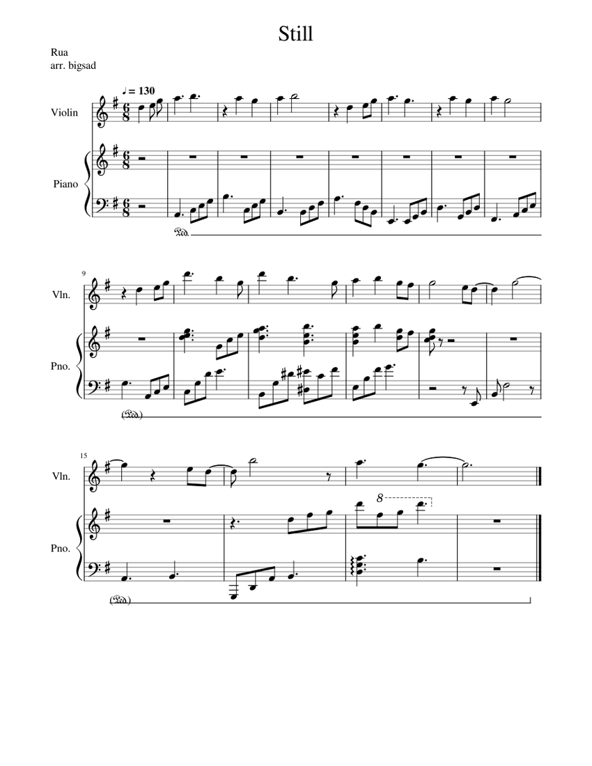 Still Sheet Music for Piano, Violin (Solo) | MuseScore.com