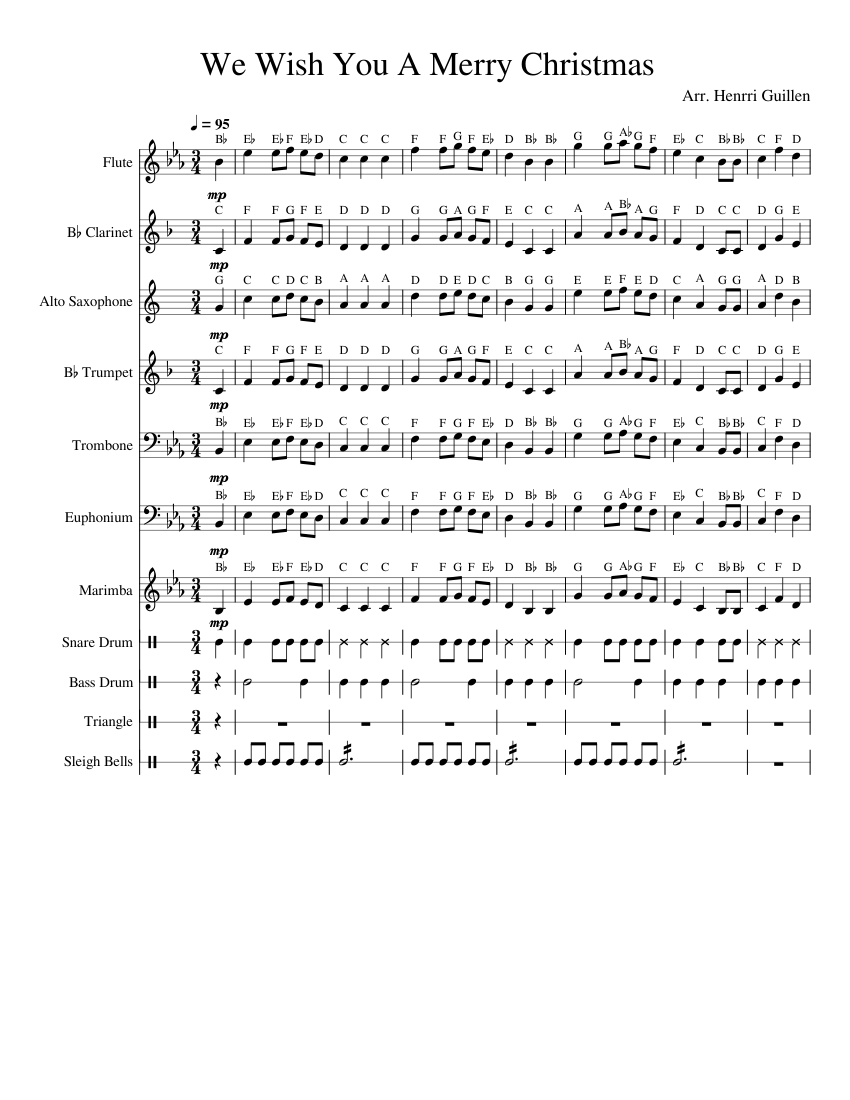 We Wish You A Merry Christmas Sheet Music for Trombone, Euphonium ...