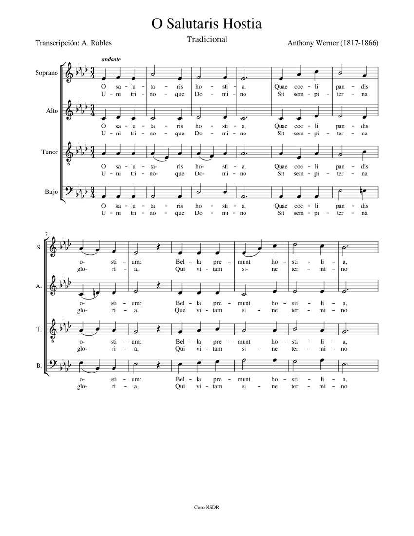 O salutaris hostia – Anthony Werner Sheet music for Soprano, Alto ...