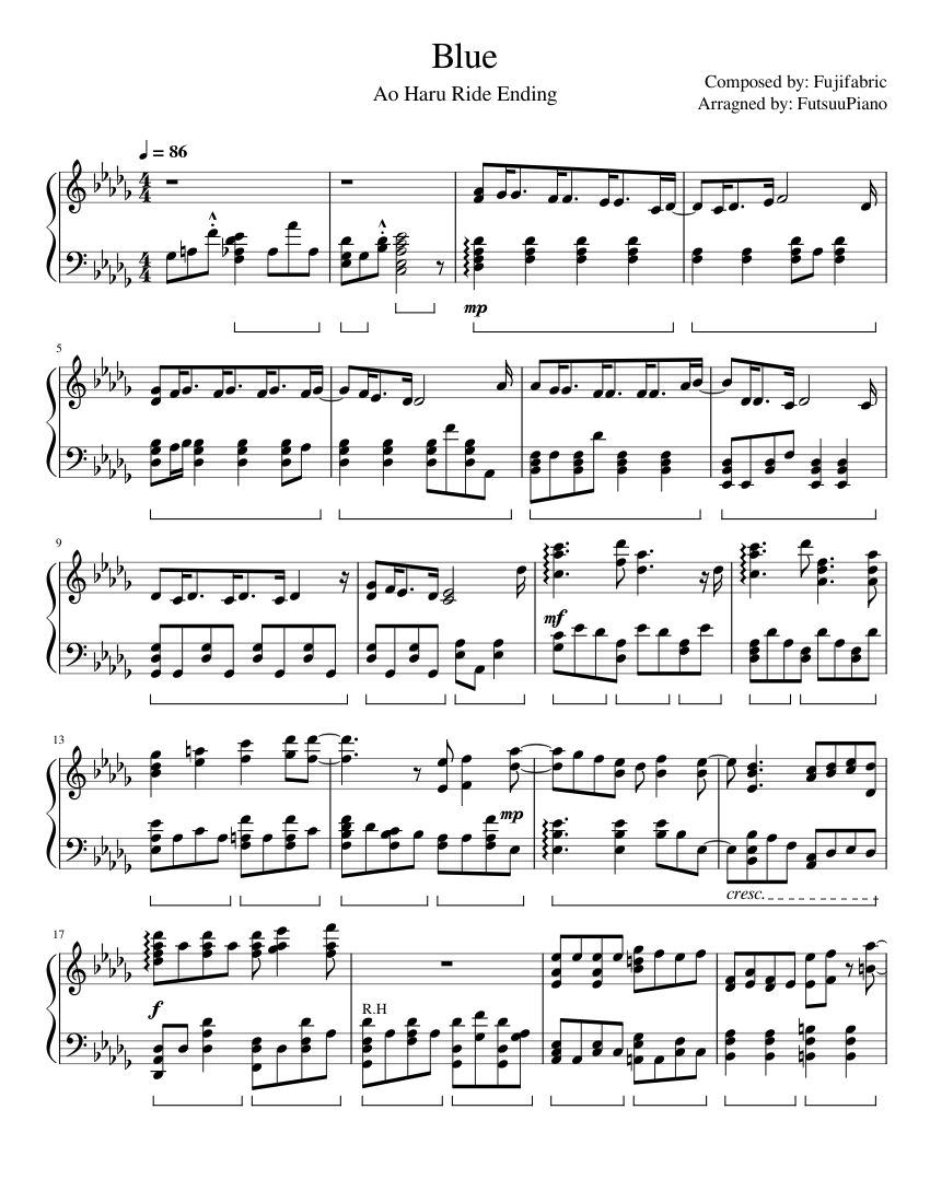 Blue - Fujifabric Piano Sheet Music for Piano (Solo) | MuseScore.com