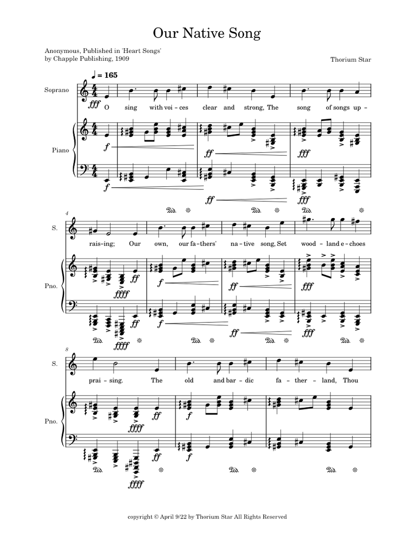 Our Native Song Sheet Music for Piano, Soprano (Piano-Voice ...
