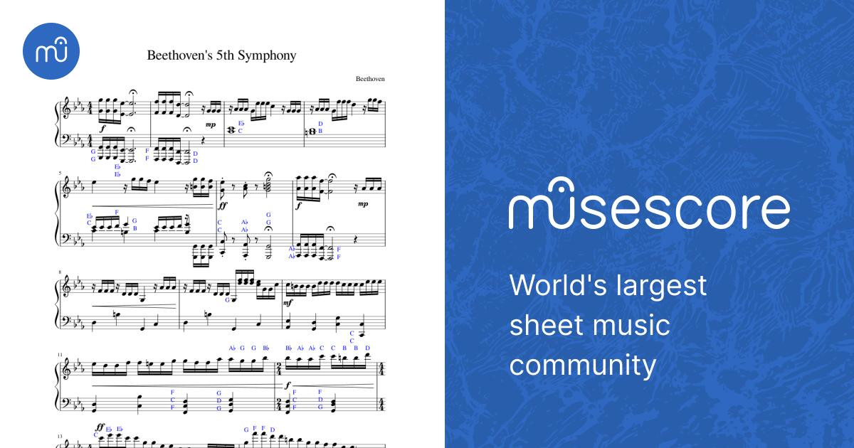 Beethovens 5th Symphony – Ludwig van Beethoven Sheet Music for Piano ...