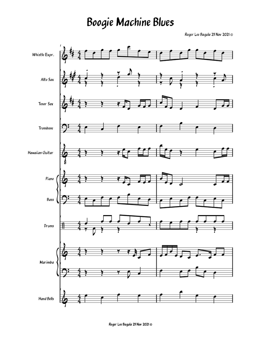 Boogie Machine Blues Sheet music for Piano, Trombone, Saxophone alto ...