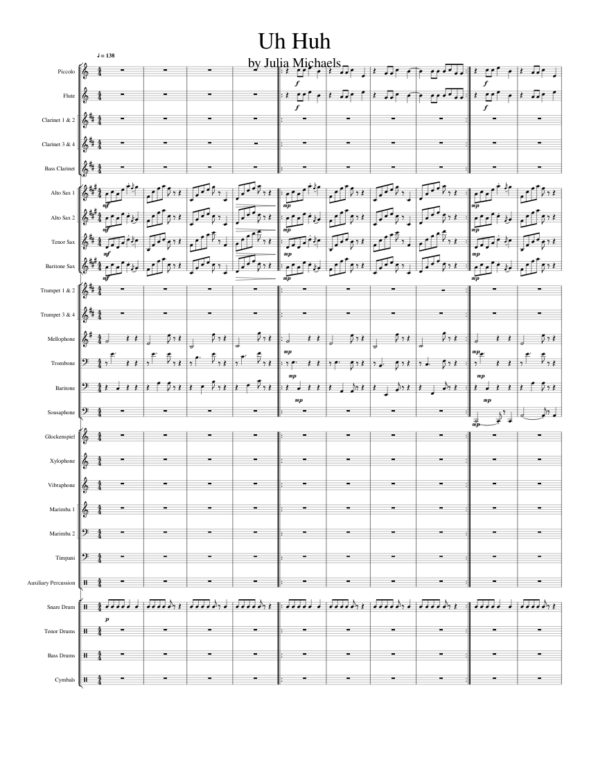 Uh Huh (UNFINISHED) Sheet music for Trombone, Tuba, Flute piccolo ...