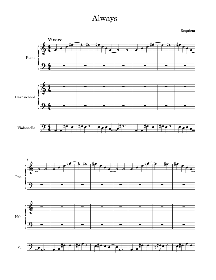 Always Sheet music for Piano, Harpsichord, Cello (Mixed Trio ...