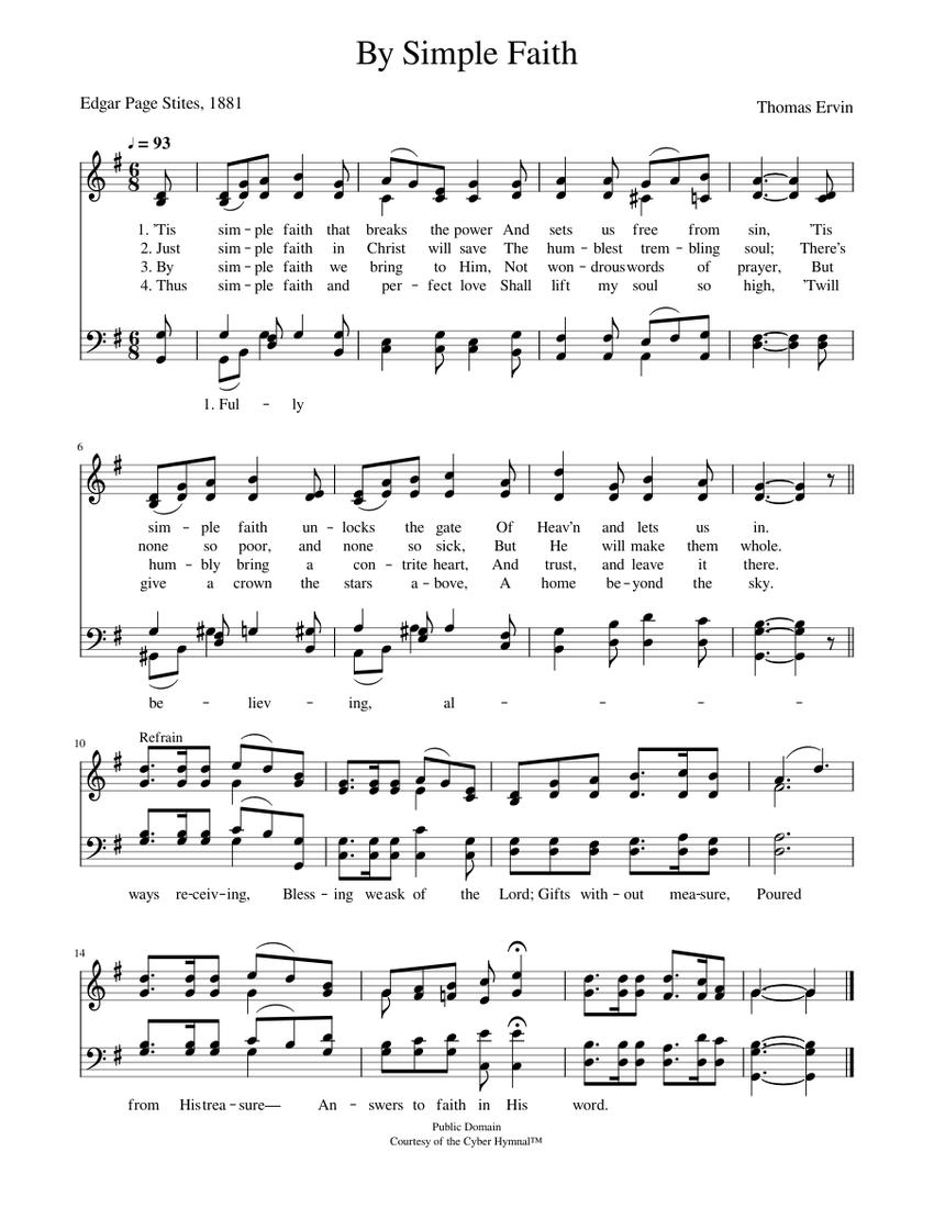 By simple faith - Thomas Ervin Sheet music for Piano (Piano Duo ...