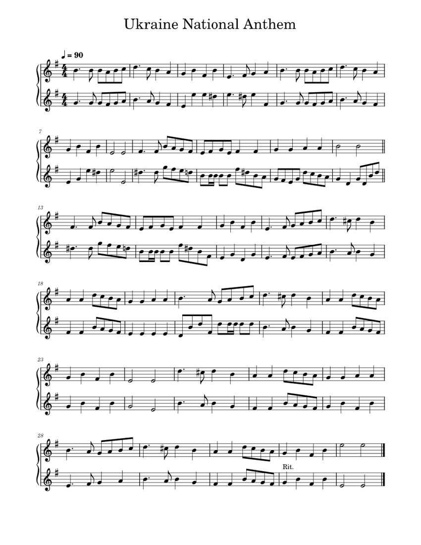 National anthem of ukraine – Vasiliy Lagno Sheet Music for Flute ...