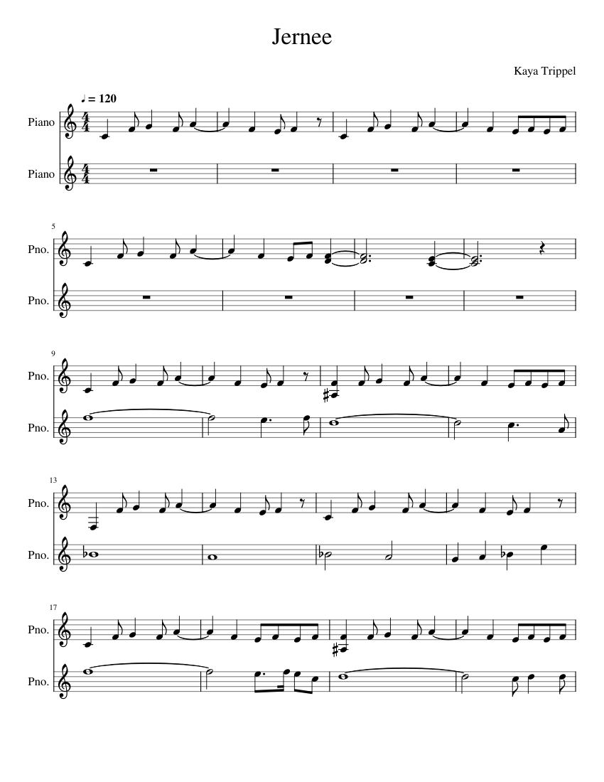 Jernee Sheet music for Piano (Piano Duo) | Musescore.com