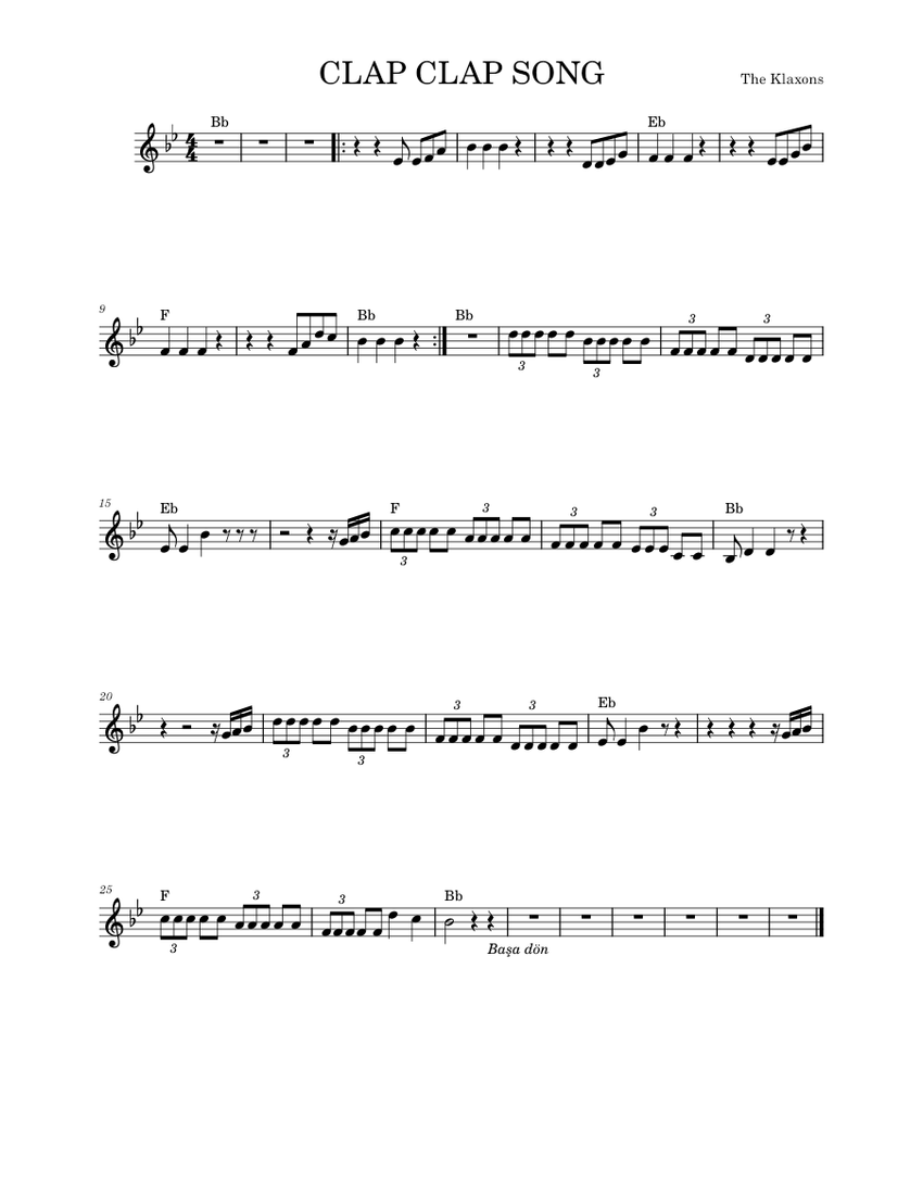 Clap Clap Song – The claxons CLAP CLAP SONG- THE KLAXONS Sheet Music ...