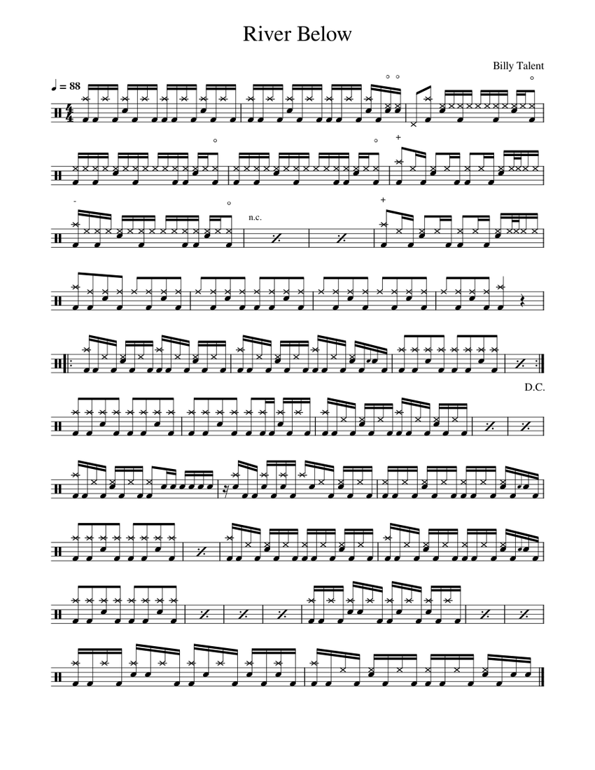 River Below - Billy Talent Sheet Music for Drum group (Solo ...