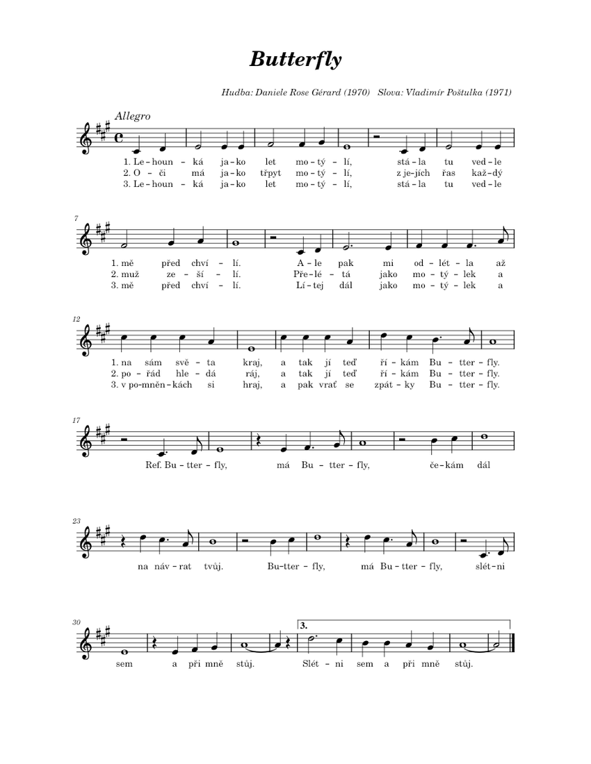 Butterfly Sheet music for Piano (Solo) Easy | Musescore.com