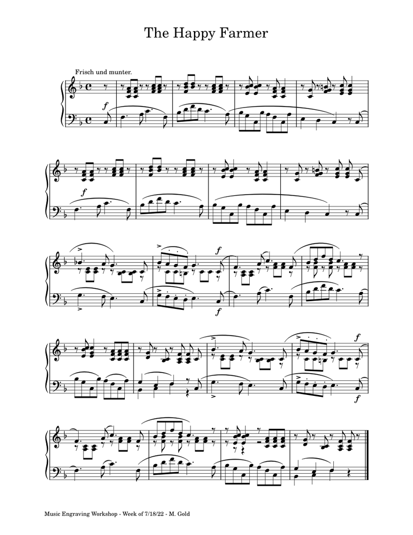 The happy farmer – Robert Schumann Sheet Music for Piano (Solo) easy ...