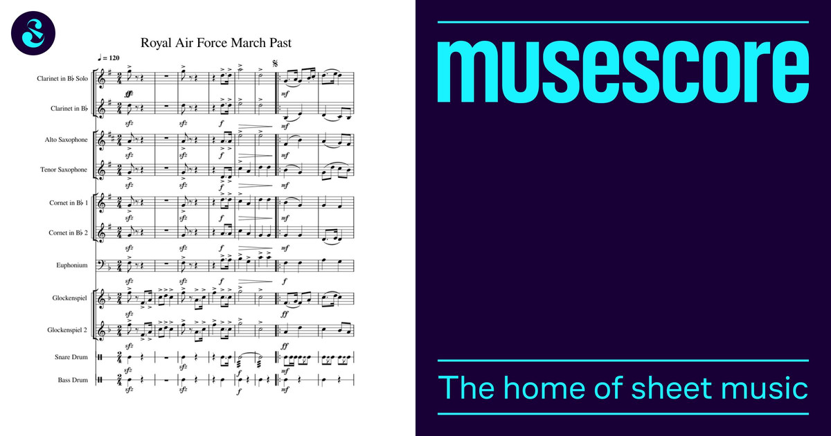 Royal Air Force March Past - FULL - Cadet Band Sheet Music for Tuba ...
