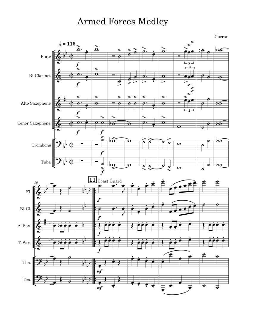 Armed Forces Medley Sheet music for Trombone, Tuba, Flute, Clarinet in b-flat & more instruments ...