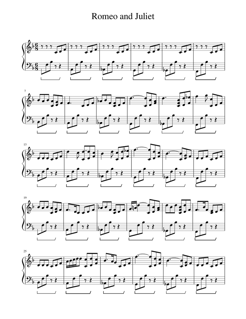 Romeo and Juliet Sheet Music for Piano (Solo) Easy | MuseScore.com