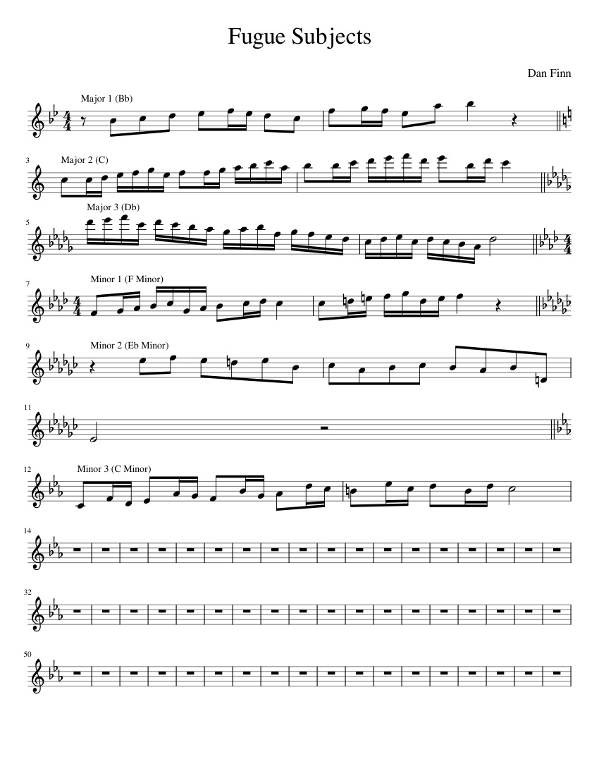 Fugue Subjects Sheet music for Piano (Solo) Easy | Musescore.com