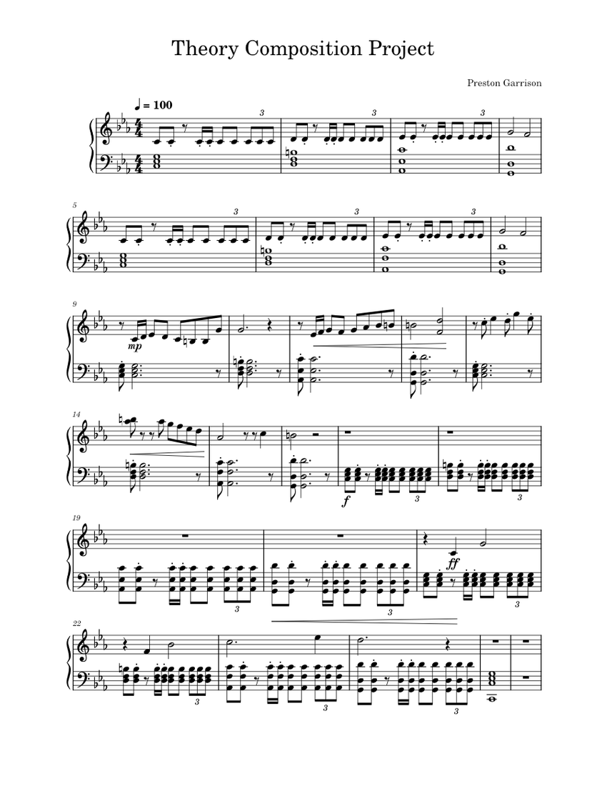 Theory Composition Project Sheet music for Piano (Piano Four Hand) Easy | Musescore.com